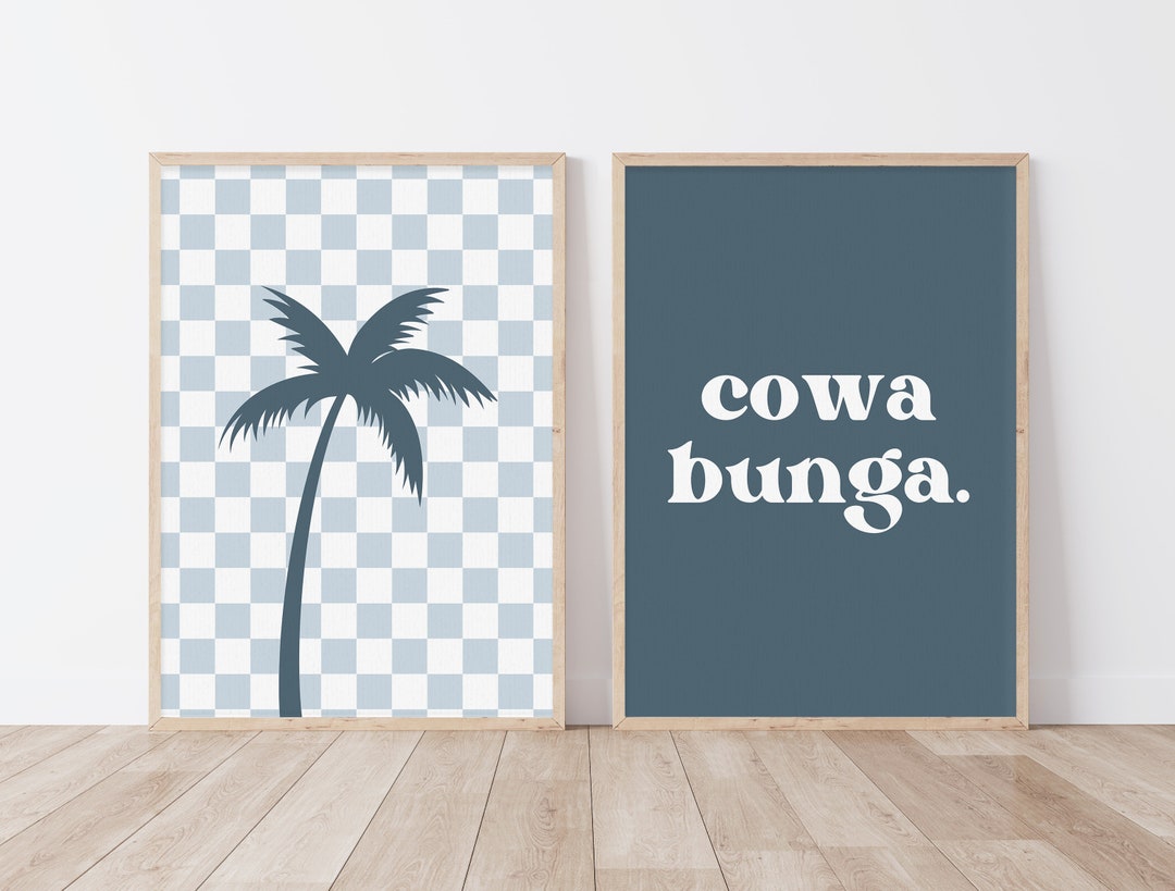 Cowa Bunga Palm Tree Downloadable Print Set of 2 Surf Nursery - Etsy