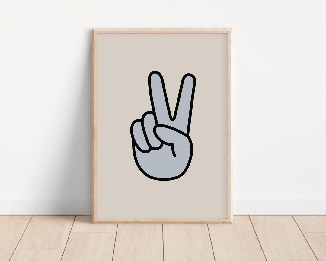 Light Blue Peace Sign Downloadable Print, Peace Hand, Kids Room Wall ...