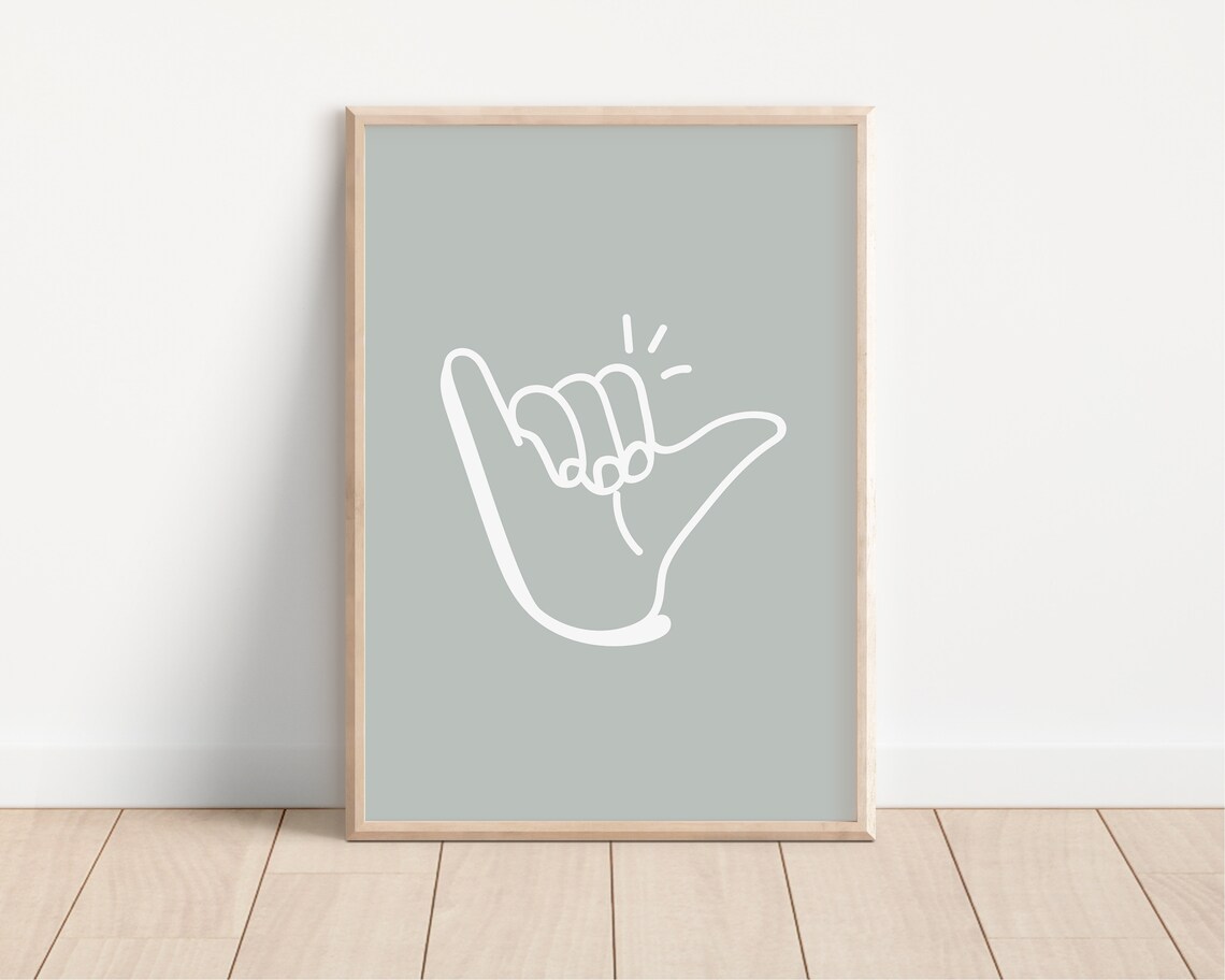 Palm Tree Checker Shaka Surfboard Gallery Wall Set of 3 Downloadable ...
