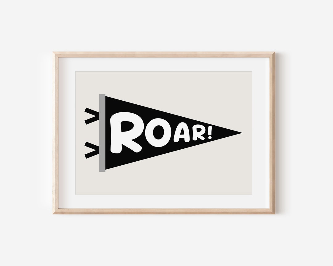 Roar Flag Downloadable Print, Animal Nursery Decor, Dinosaur Kids Room ...