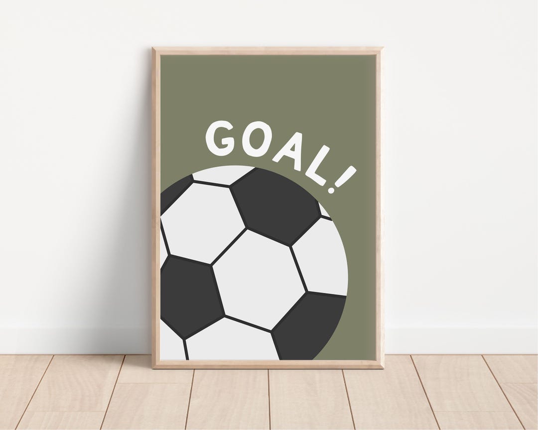 Green Soccer Goal Downloadable Prints, Colorful Sports Boy Nursery ...