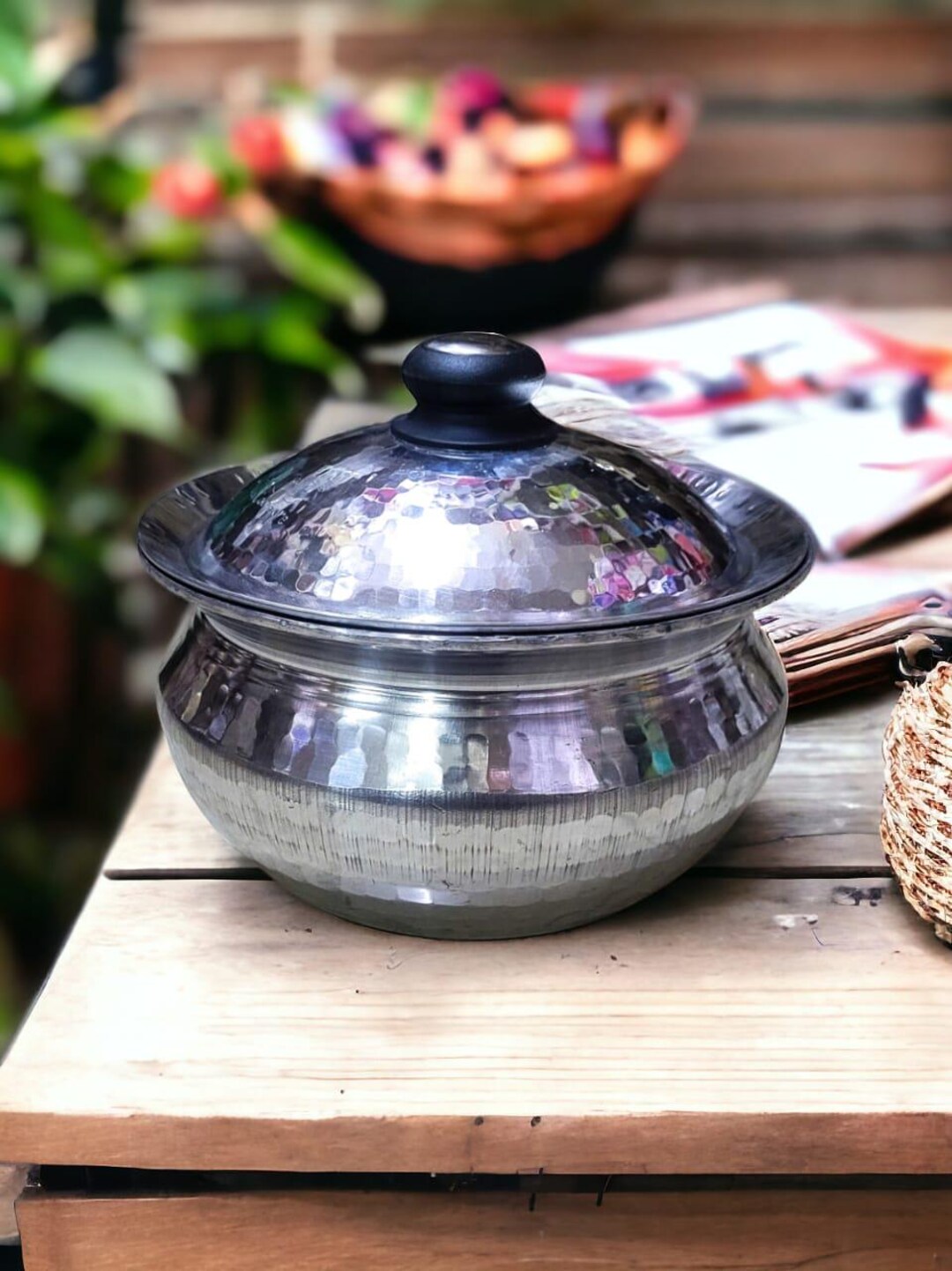 Handmade Aluminium Biryani Cooking Pot With Lid, Hammered Pot, Vintage ...