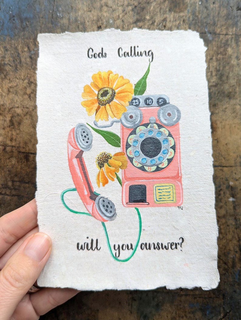 God's Calling Floral Art: Christian Payphone Painting - Etsy