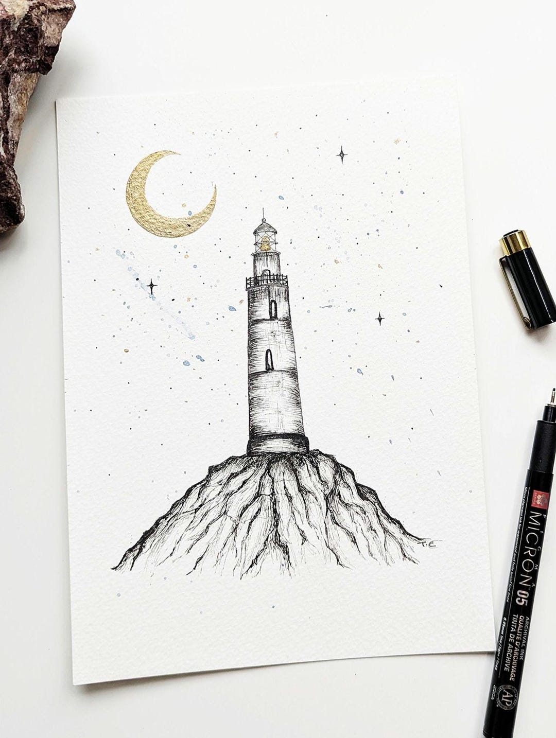 Lighthouse Pen and Ink Illustration, Original Lighthouse Artwork - Etsy