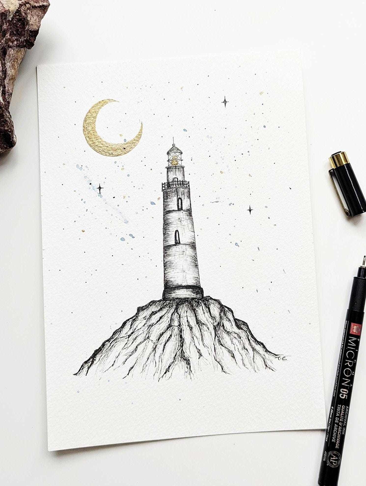 Lighthouse Pen and Ink Illustration, Original Lighthouse Artwork - Etsy