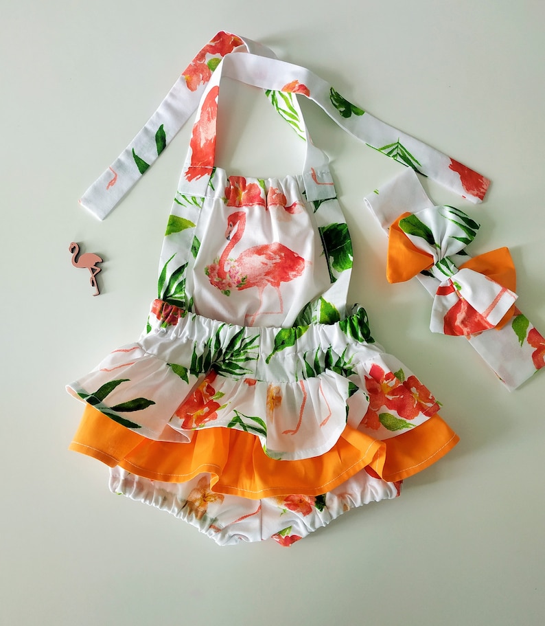 Summer Girl Dress Baby Romper Flamingo Girl Outfit Flamingo - Etsy