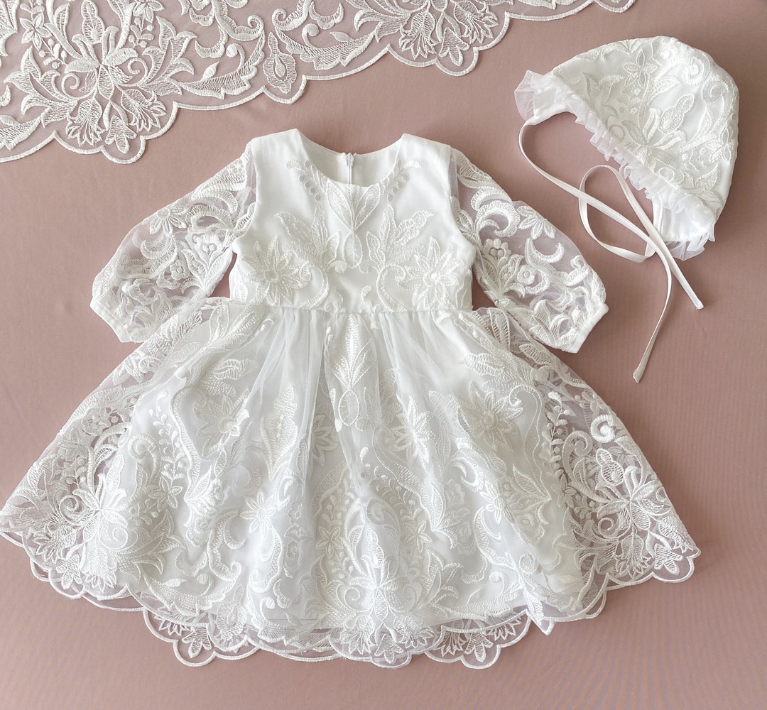 Christening Outfit Girl, White Baptism Dress, Blessing Dress Baby Girl ...