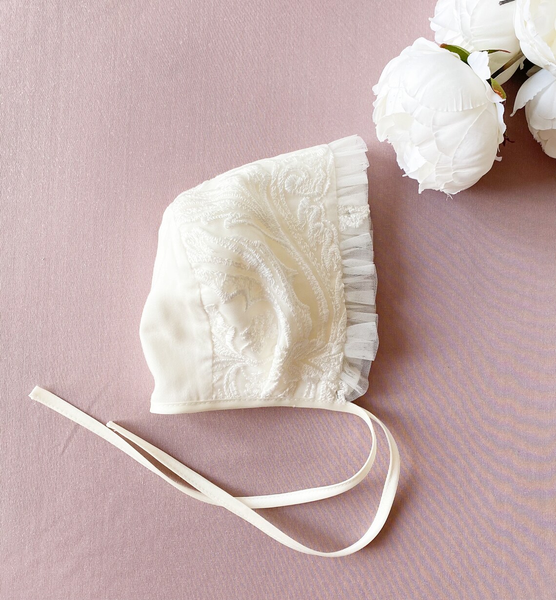 Lace Bonnet Baptism Christening Bonnet Lace Bonnet Baby Girl | Etsy