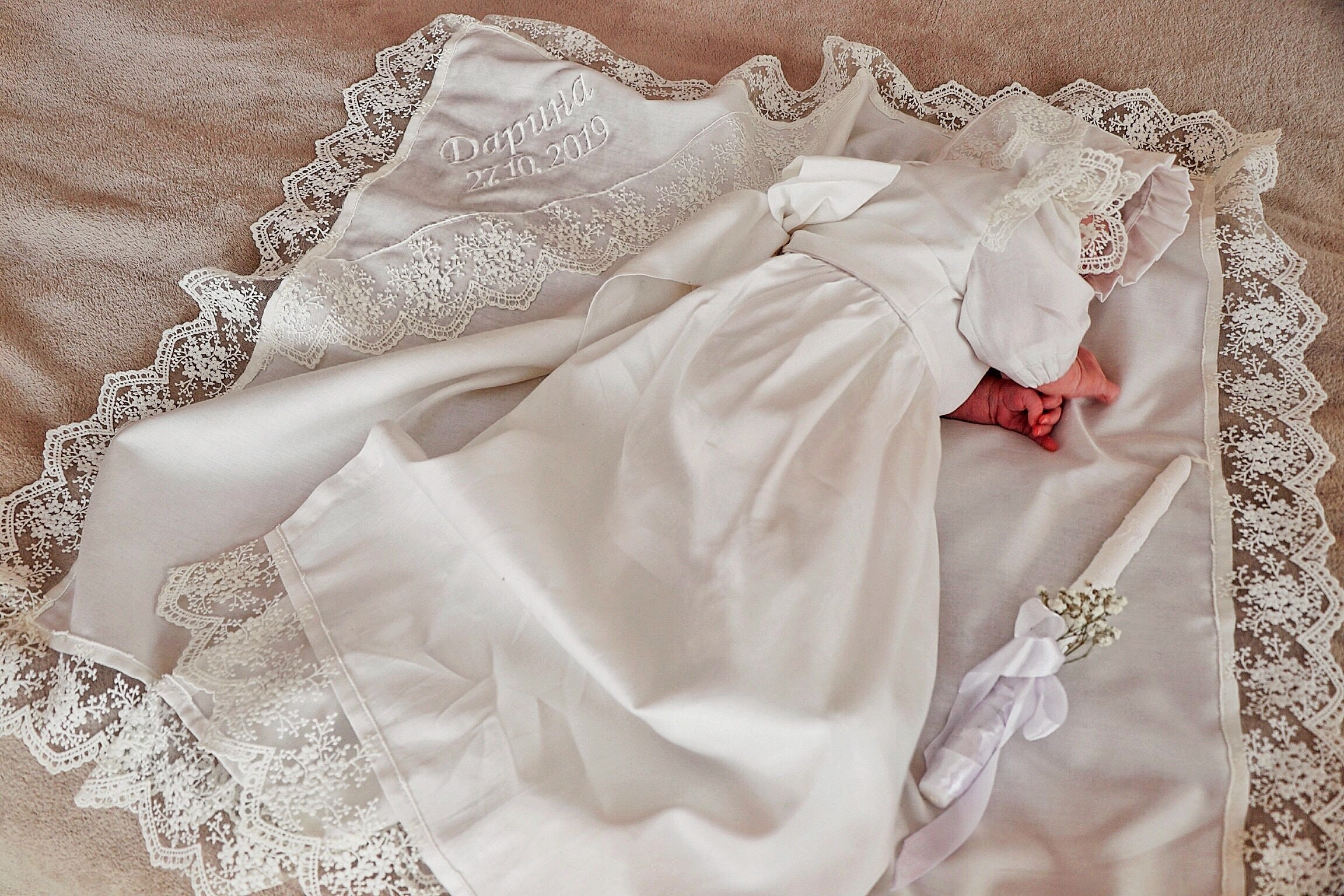 Personalized Baptism Blanket: Embroidered Christening Gift With Lace - Etsy