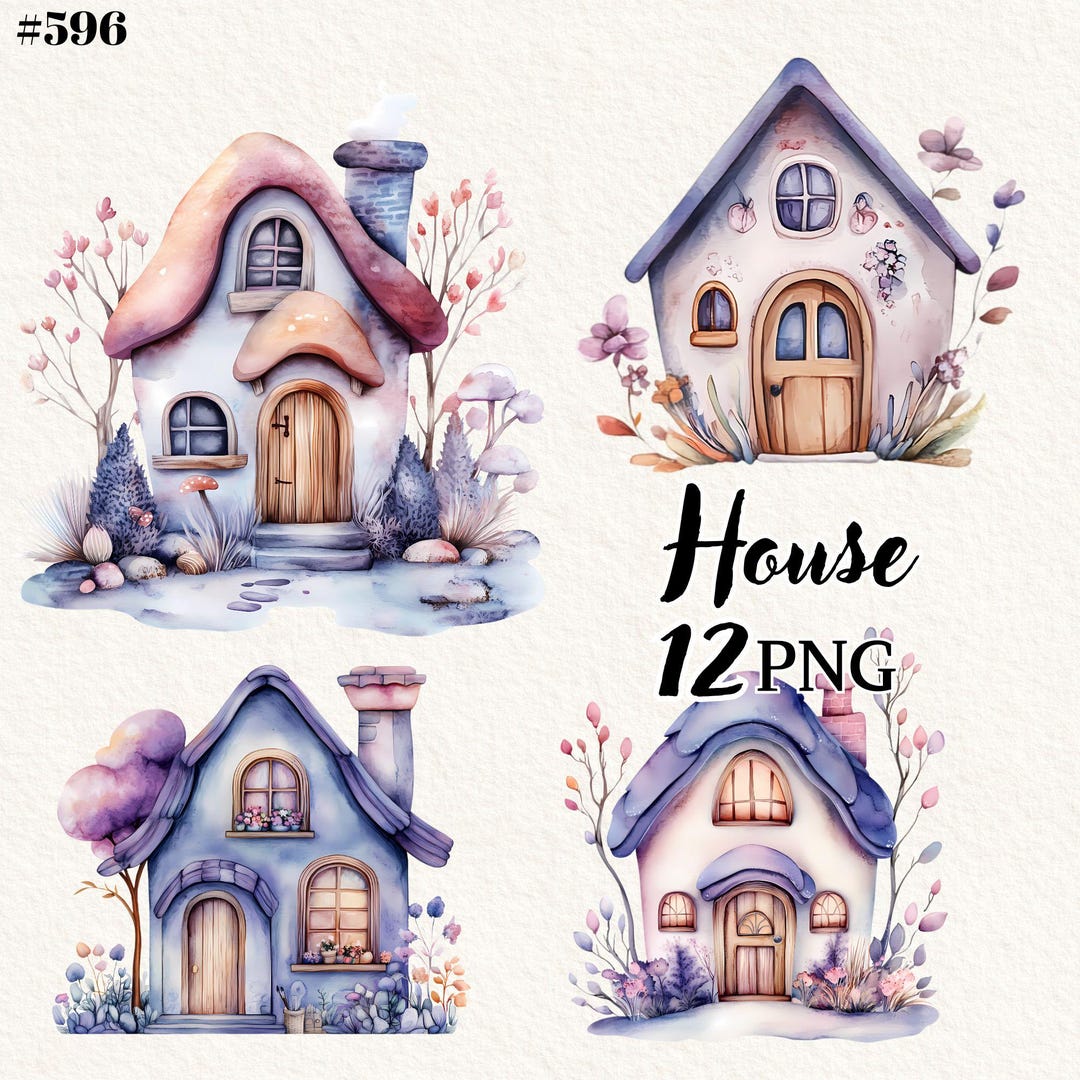Fairy House Clipart Bundle, Garden Gnome House, Transparent Background ...