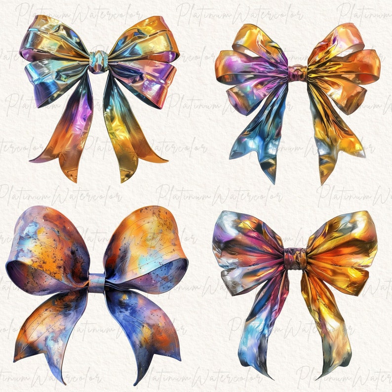 Rainbow Bow Clipart Bundle, Birthday Gift Bow PNG, Baby Shower Clipart ...