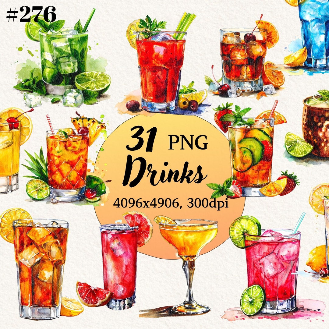 Bar Menu Clipart Bundle, Signature Drink Sign, Transparent Background ...