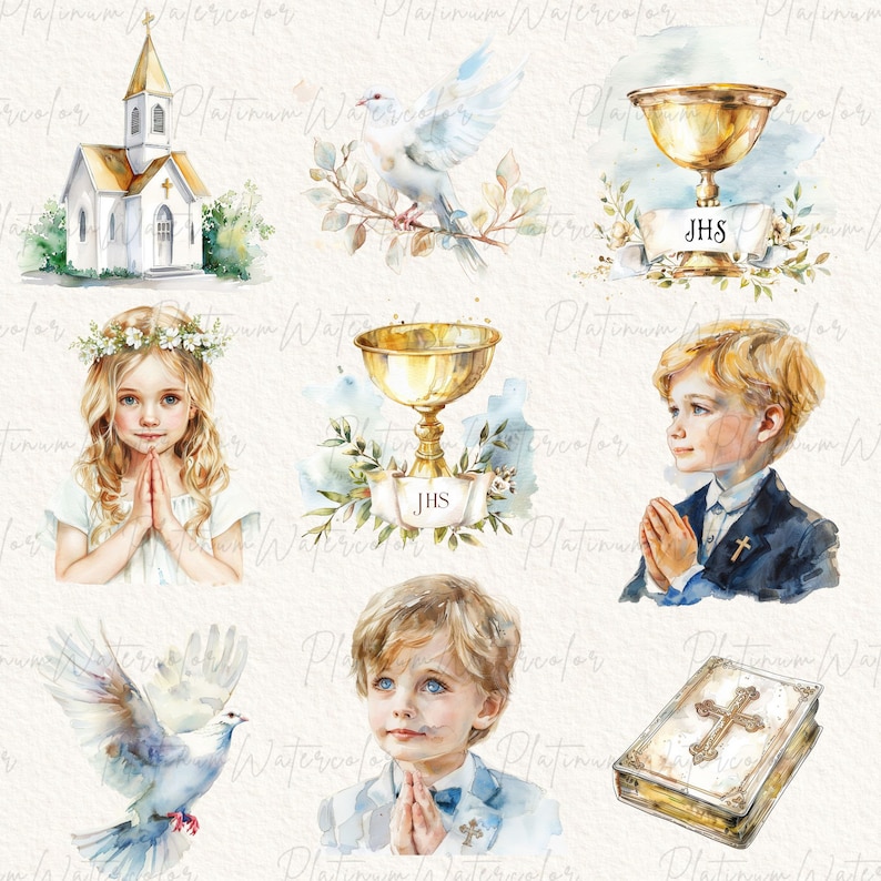 Catholic Watercolor, First Communion, Holy Cross, First Holy Communion ...