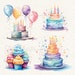 Birthday Party Cake Clipart Png, Clipart Bundle Party, Birthday Cards ...