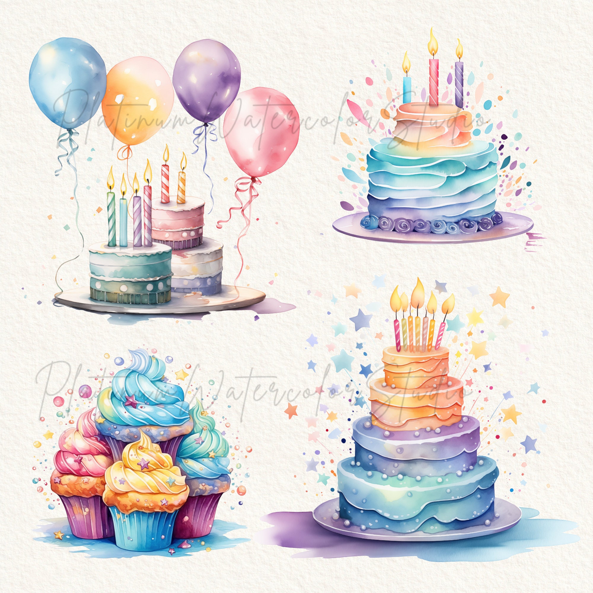 Birthday Party Cake Clipart Png, Clipart Bundle Party, Birthday Cards ...