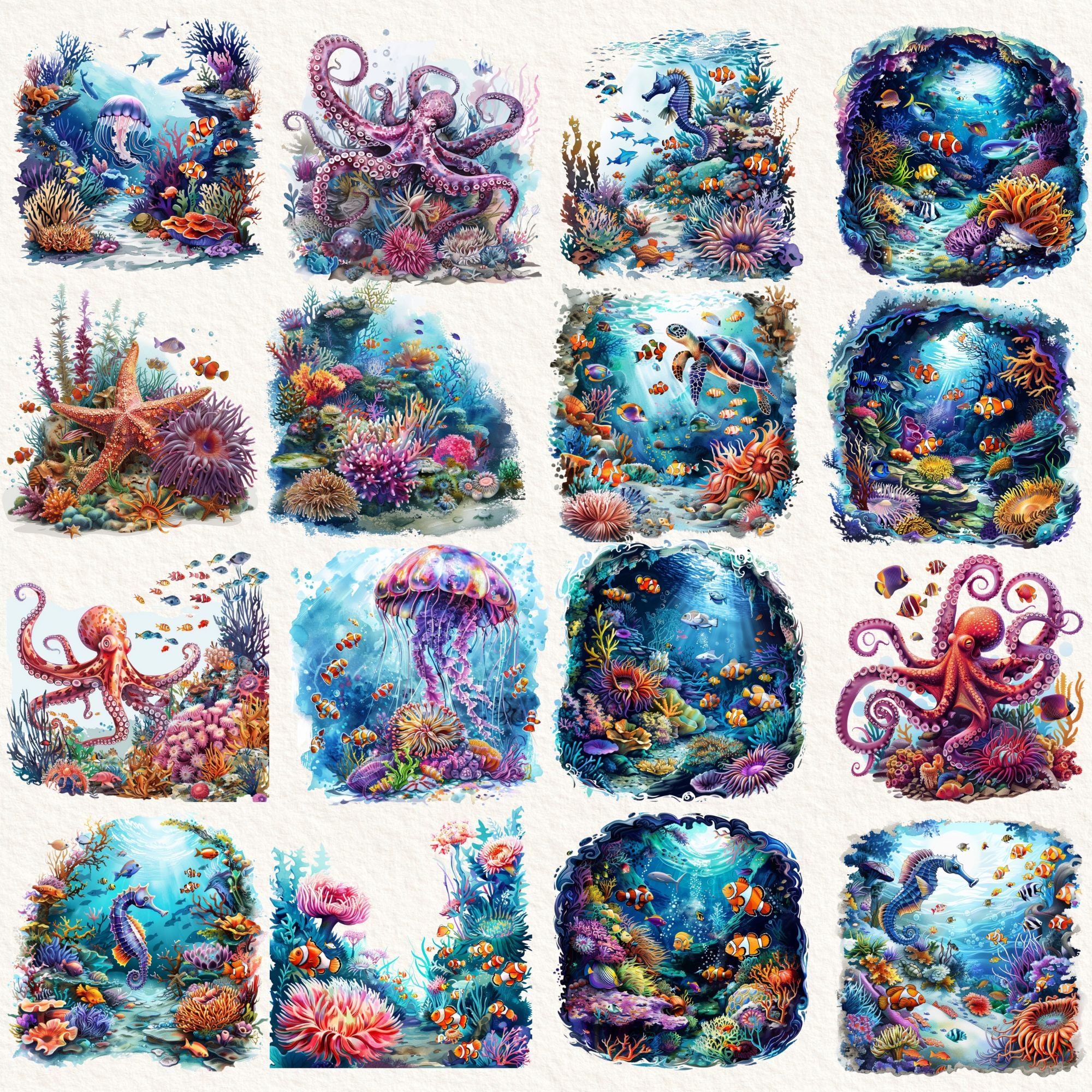 Under the Sea Clipart Bundle, Ocean Clipart, Magical Sea Png ...