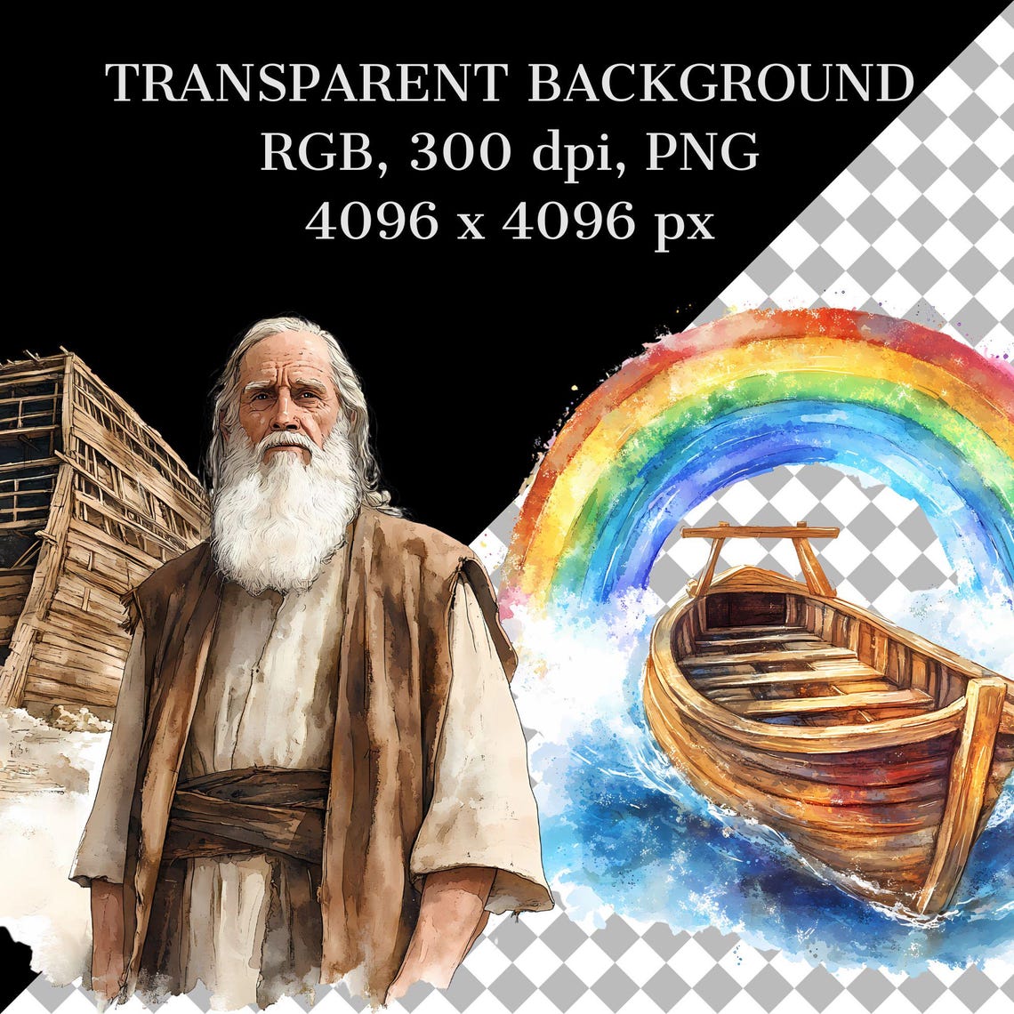 Noah's Ark Clipart, Noah's Ark Nursery, Transparent Background, Digital ...
