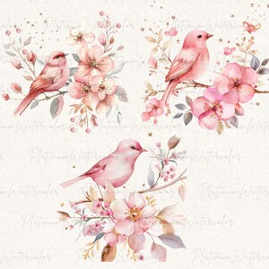 Pink Bird Clipart, Pink Flower Clipart, Pink Princess Elements Clipart ...