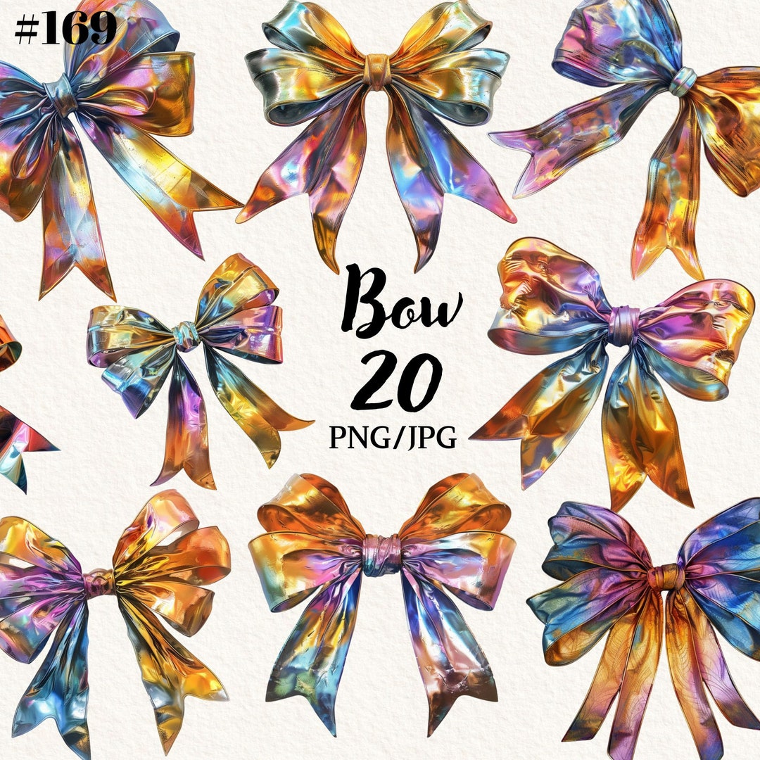 Rainbow Bow Clipart Bundle, Birthday Gift Bow PNG, Baby Shower Clipart ...