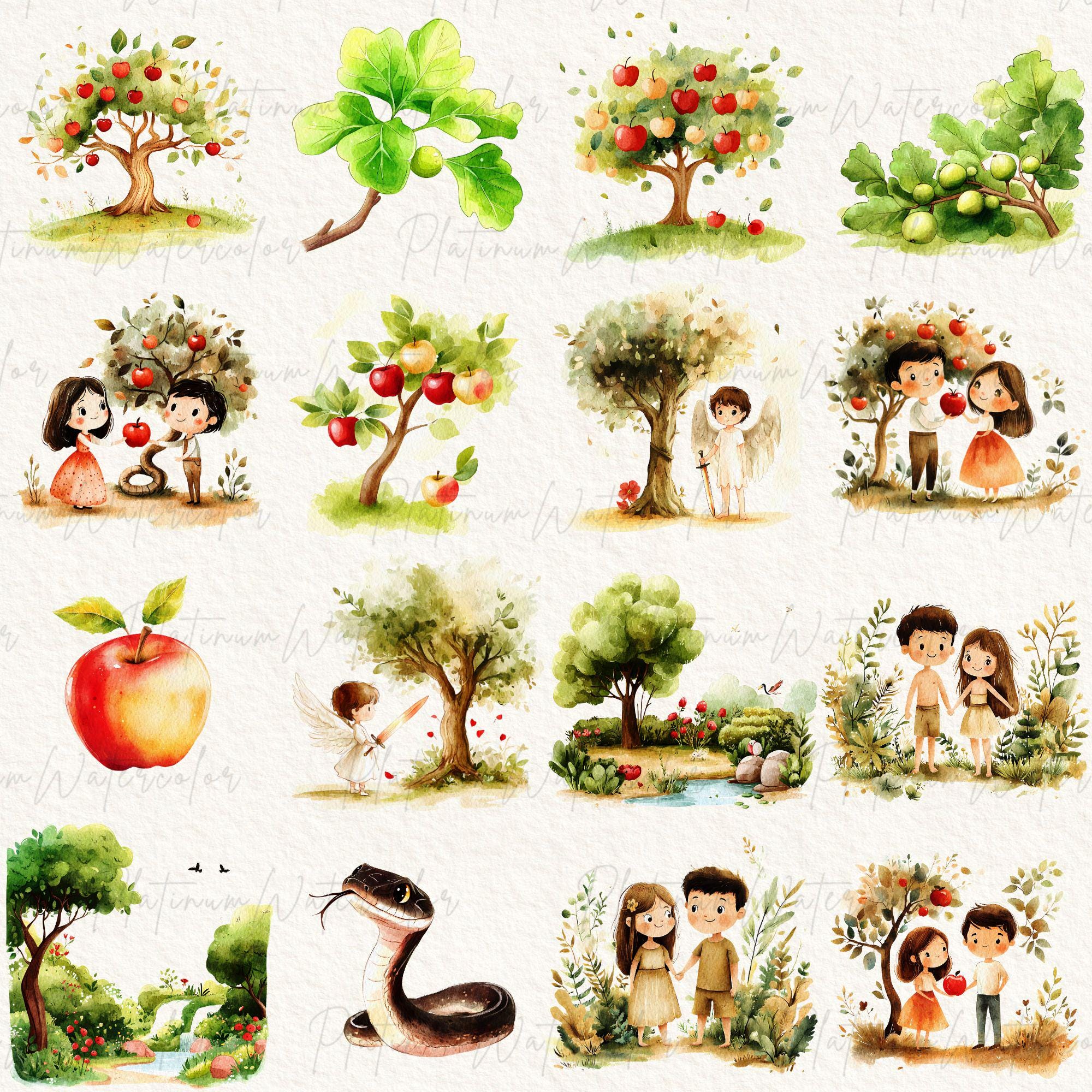 Adam and Eve Clipart Bundle, Religious Png, Transparent Background ...