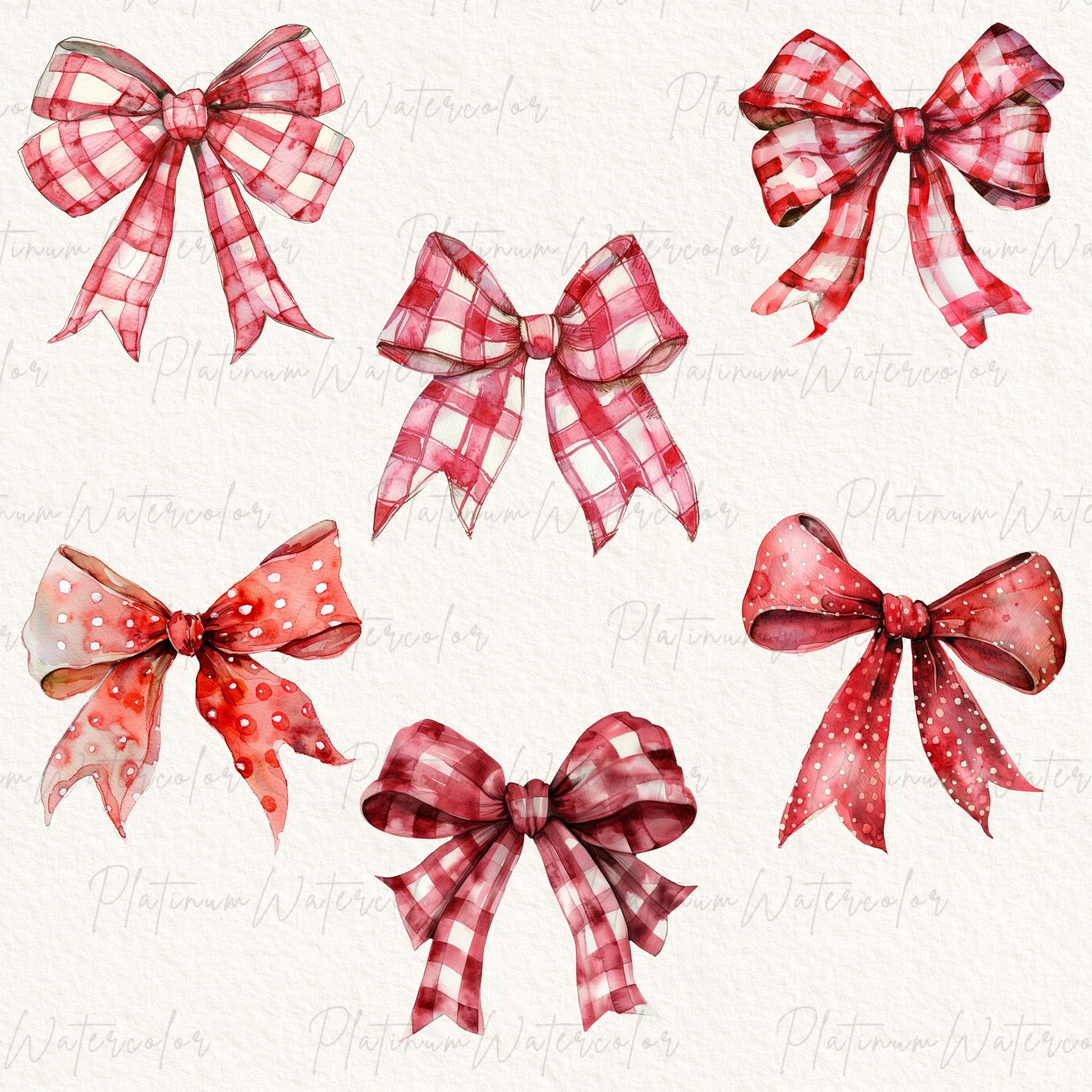 Watercolor Red Bow Clipart Bundle, Birthday Gift Png, Bow Clip Art ...