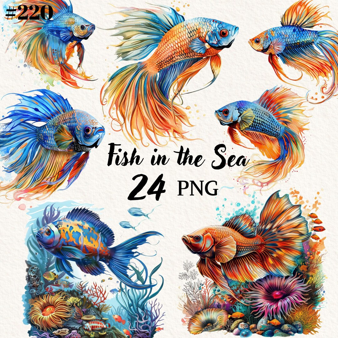 Fish Ocean Clipart Bundle, Sea Animals, Sea World Clipart, Transparent ...