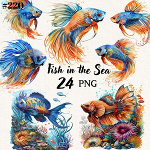 Fish Ocean Clipart Bundle, Sea Animals, Sea World Clipart, Transparent ...