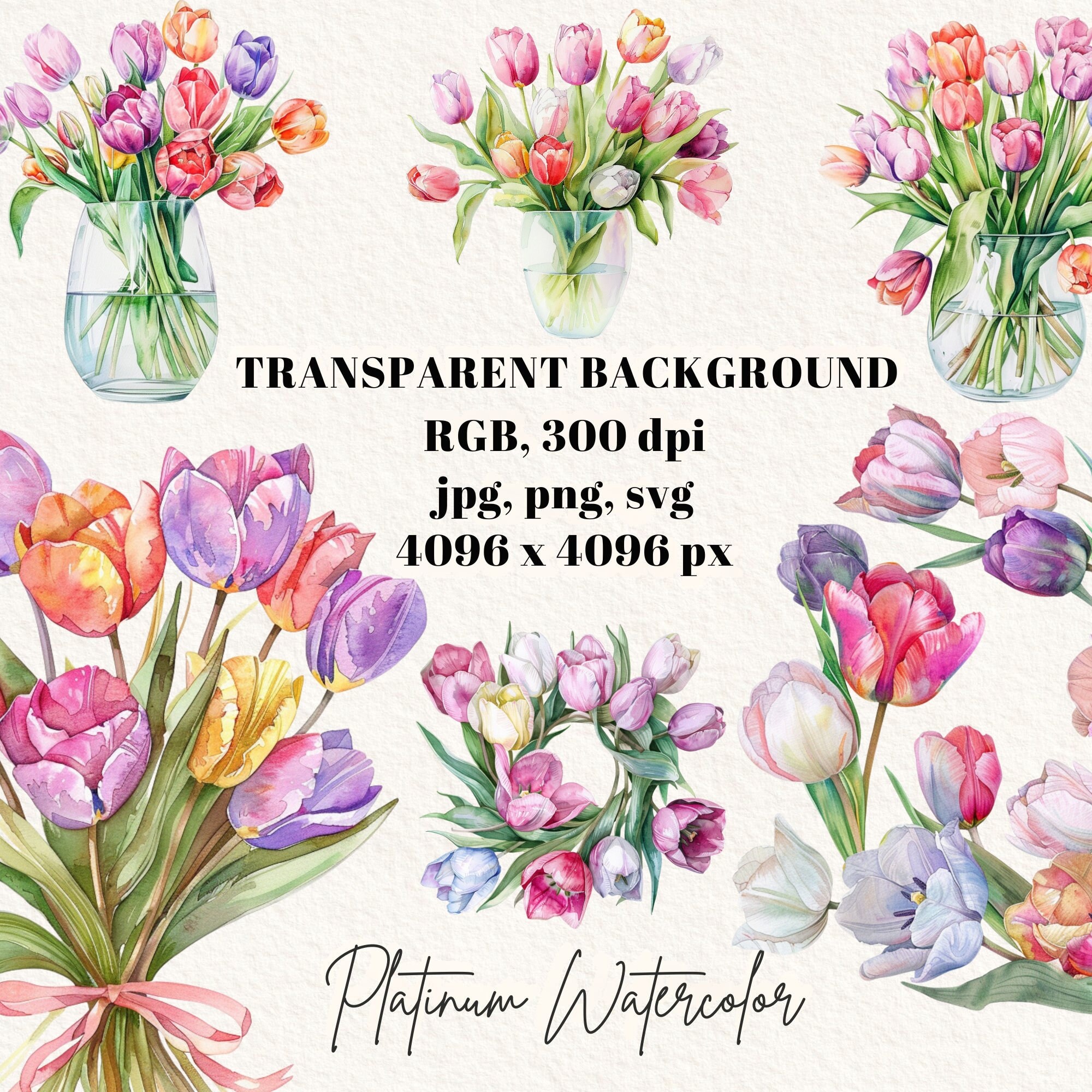 Tulip Flowers, Watercolor Flowers, Floral Png, Spring Clipart, Flower ...