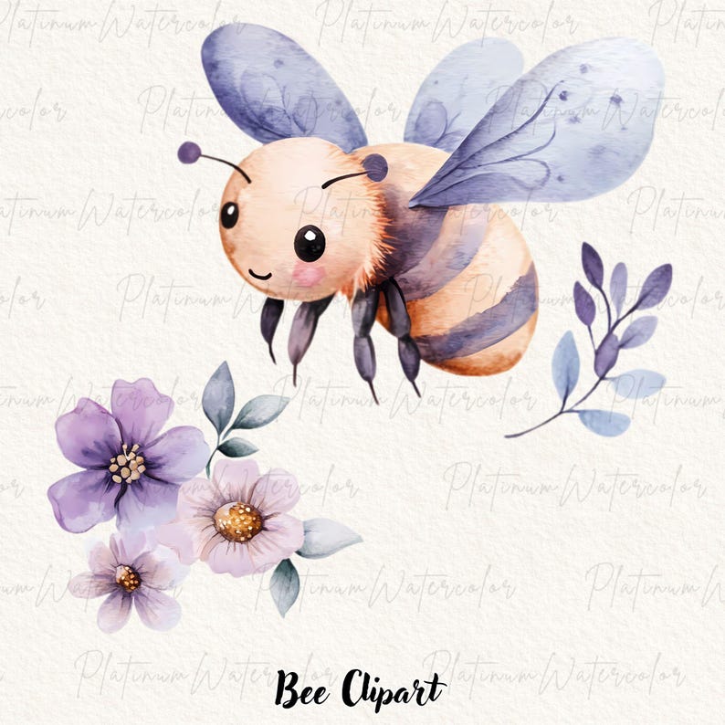 Watercolor Bee Clipart Bundle, Bee Png, Charming Bee Watercolor Clipart ...