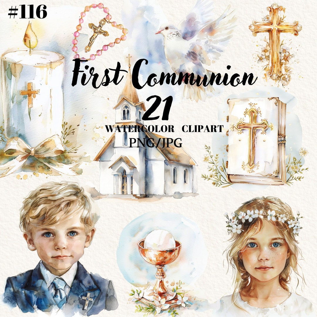 Catholic Watercolor, First Communion Boy Girl, First Holy Communion ...