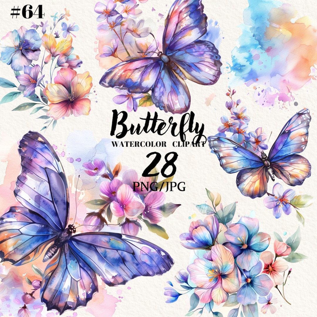 Watercolor Butterfly Art Print, Garden Clipart, Watercolor Wall Art ...