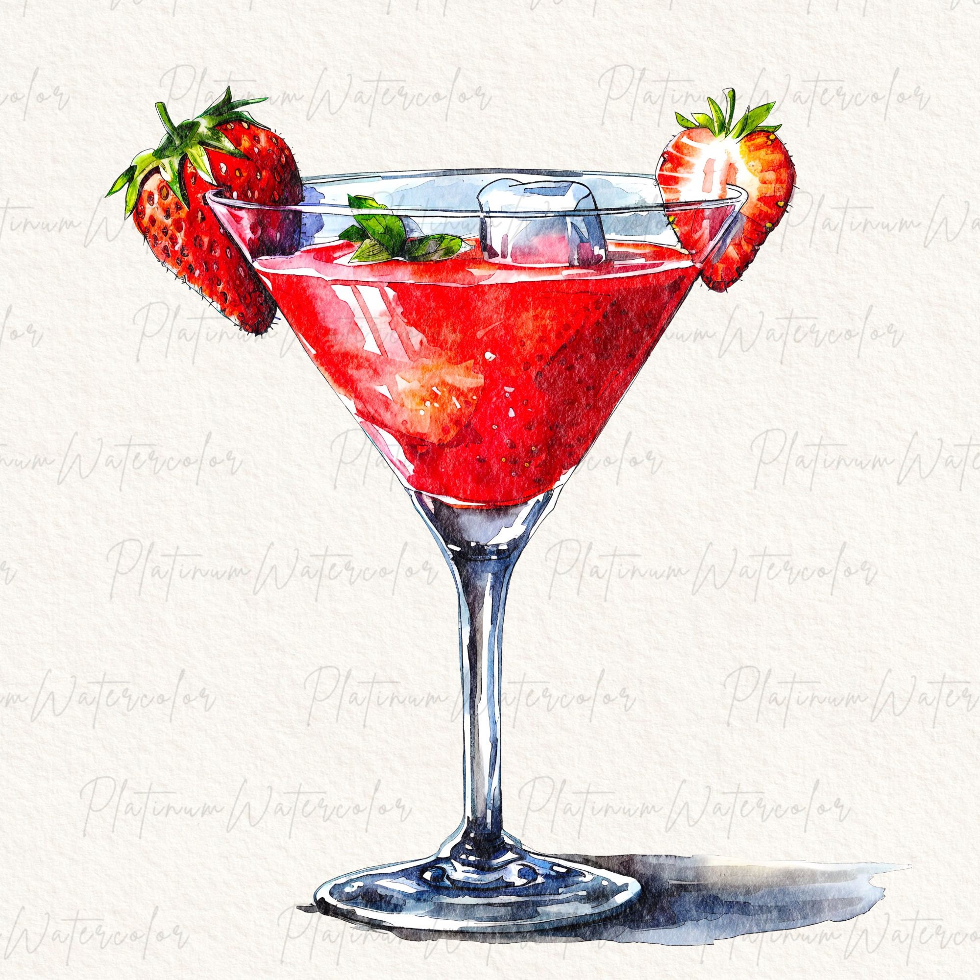 Strawberry Daiquiri Drink Clipart Bundle, Signature Drink PNG ...