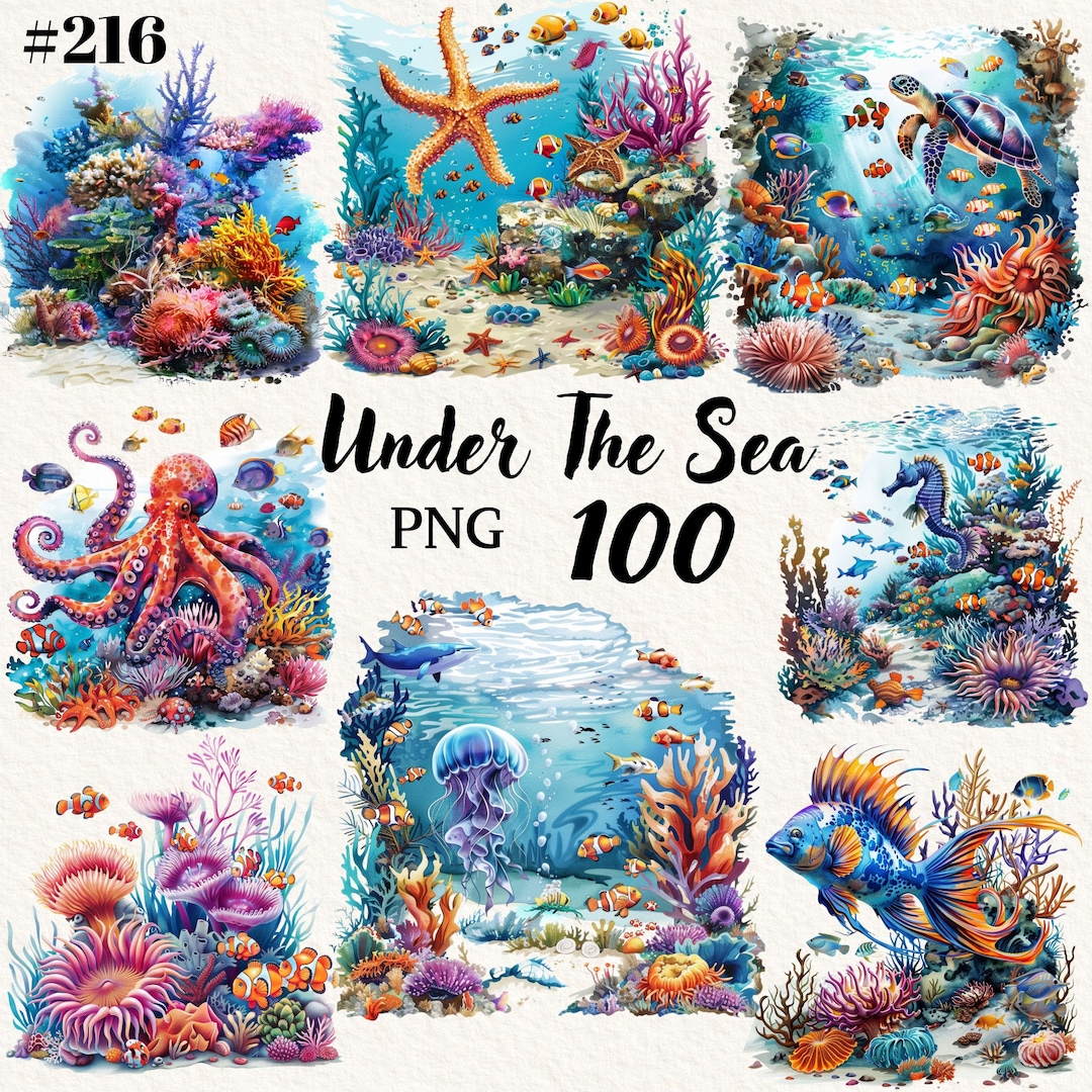 Under the Sea Clipart Bundle, Ocean Clipart, Magical Sea Png ...
