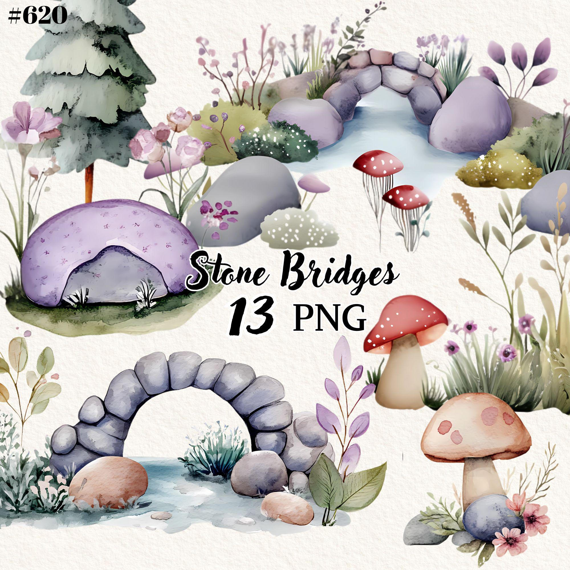 Stone Bridges Clipart Bundle, Stone Bridges Png, Charming Stone Bridges ...
