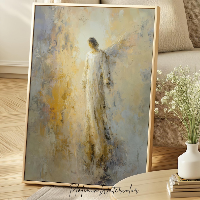 Angel Oil Painting Print – Abstract Angel Art, Modern Wall Decor ...