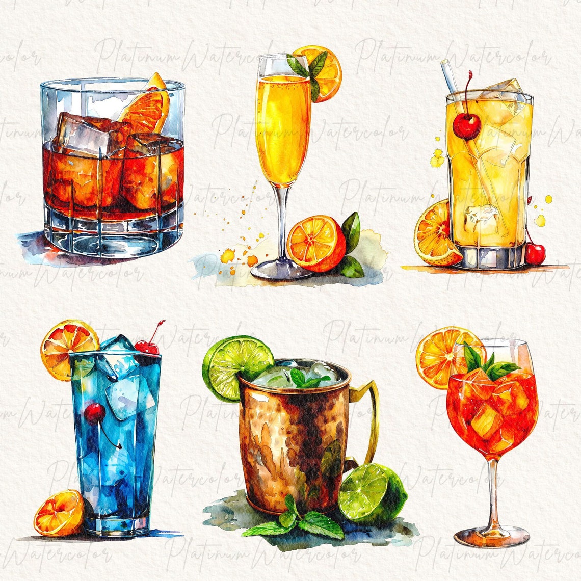 Signature Drink Clipart Bundle, Drink Menu, Drink Graphic, Transparent ...