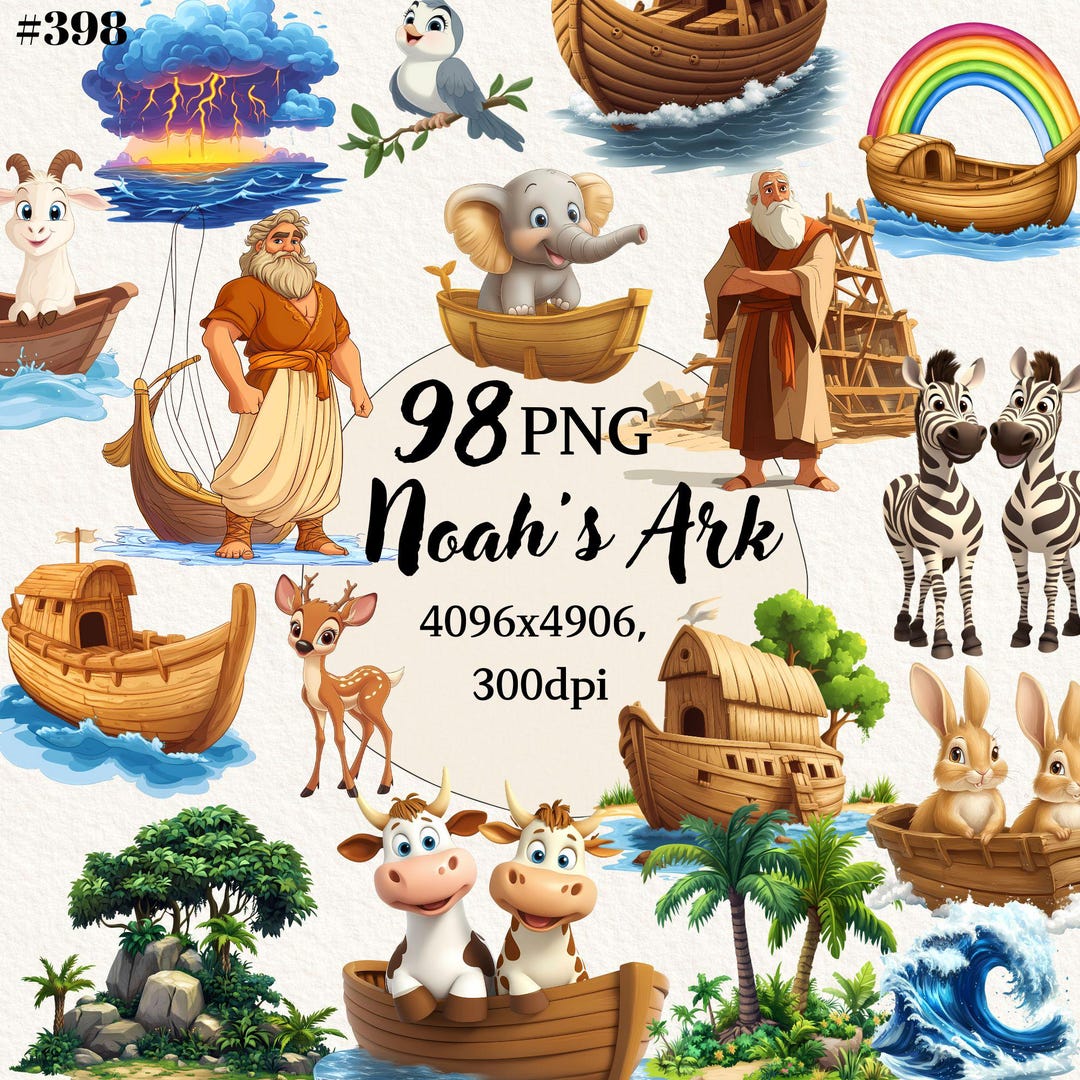 Noahs Ark Clipart, Noahs Ark Nursery, Transparent Background, Digital ...