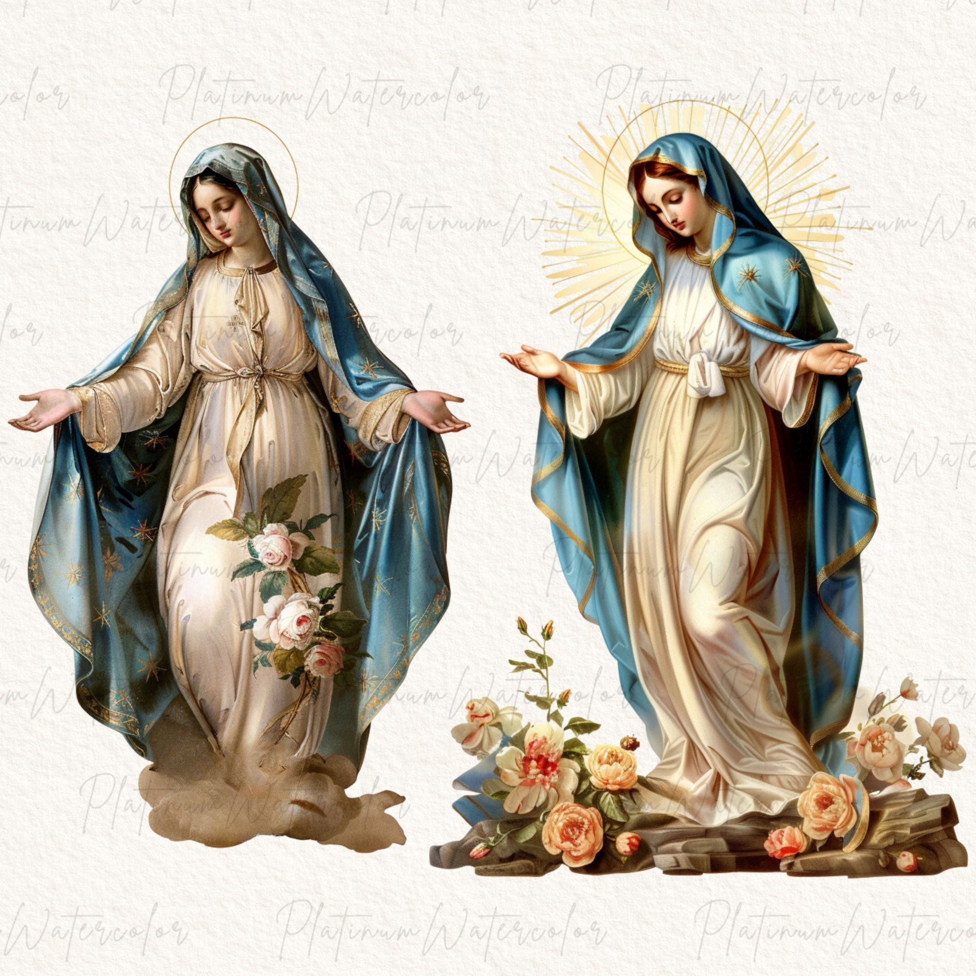 Virgin Mary, Clipart Bundle, Catholic Art, Christian Clipart ...