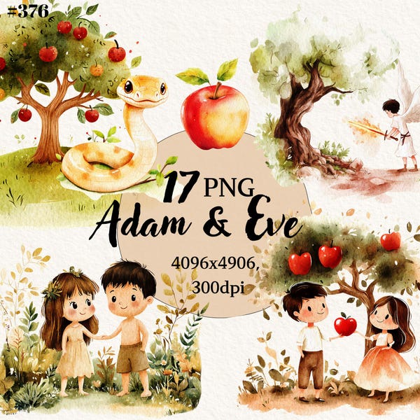 Adam and Eve Clipart - Etsy