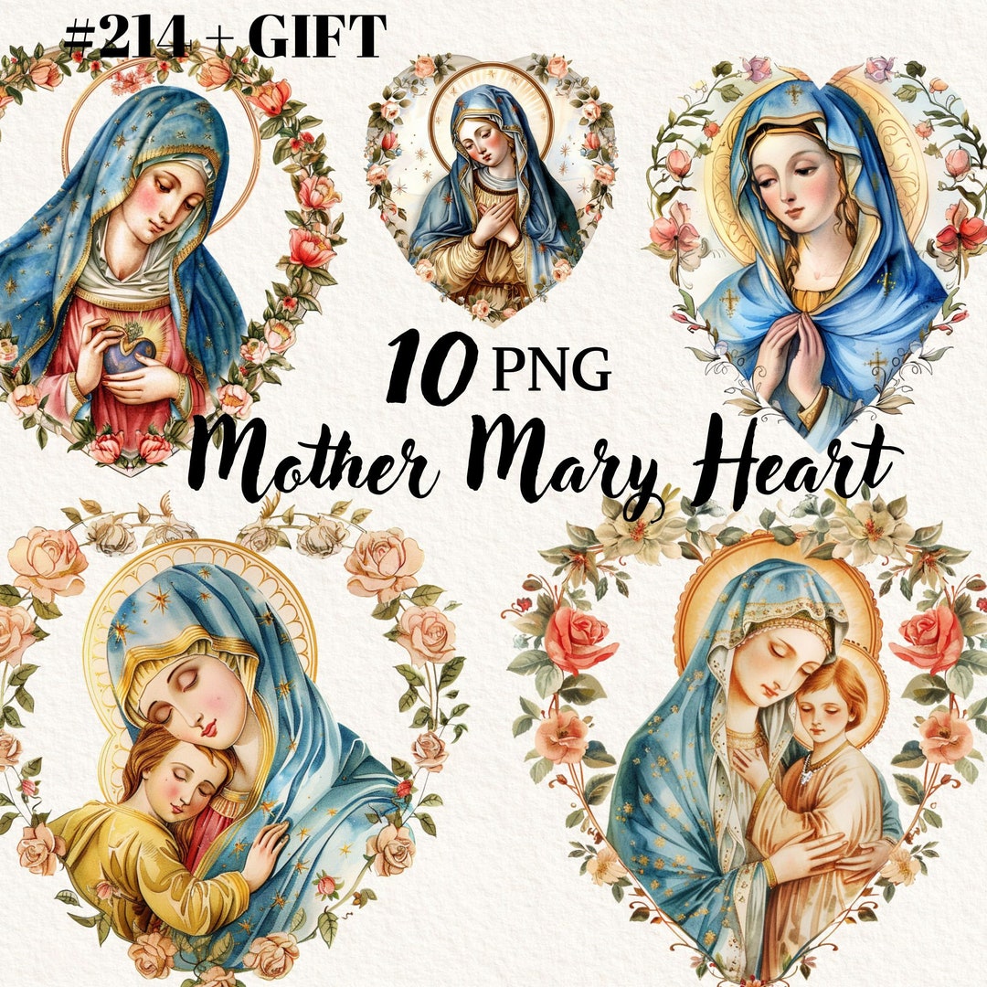 Virgin Mary Clipart Bundle, Catholic Art, Christian Clipart ...