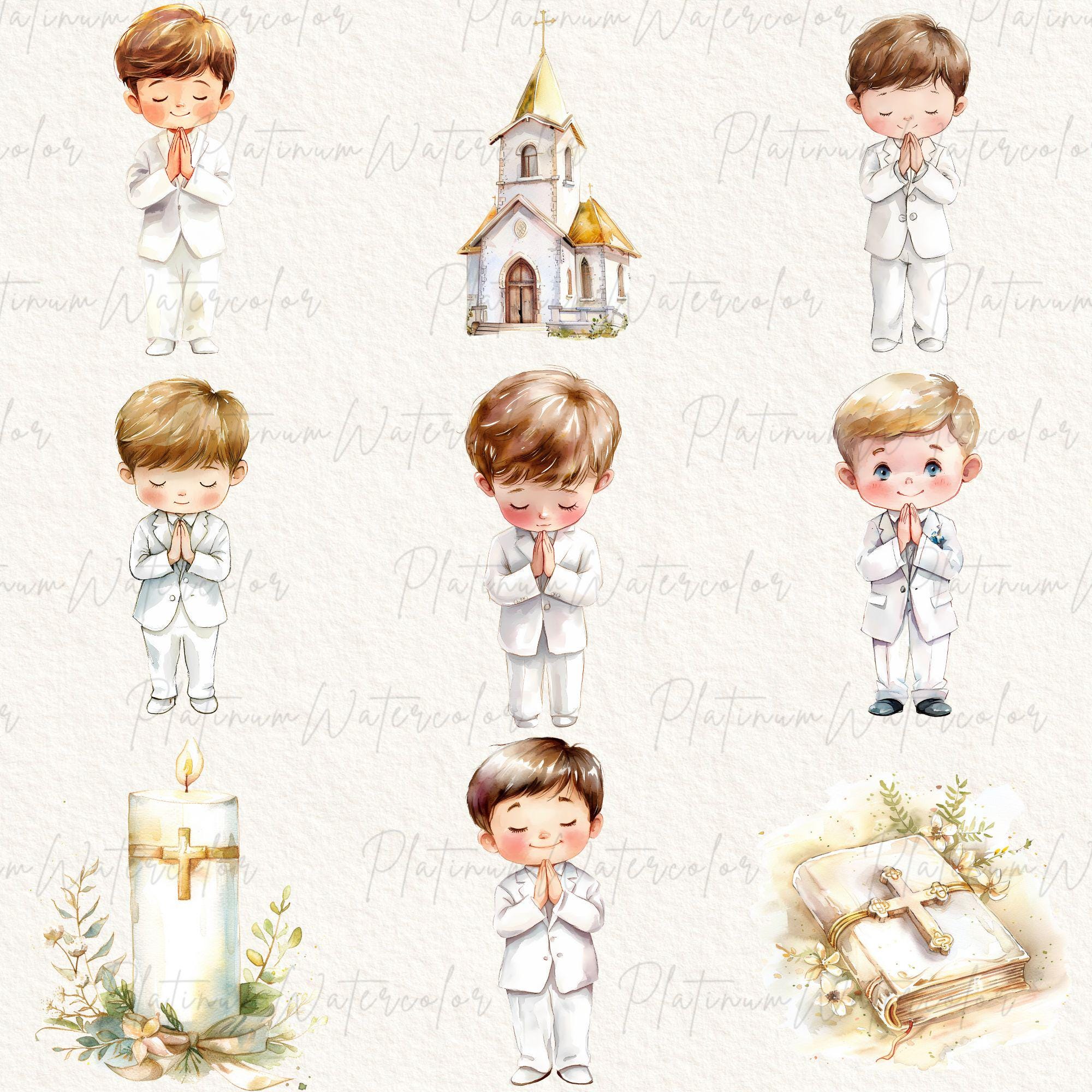 Boy First Communion PNG, Digital Clipart, Watercolor First Communion ...