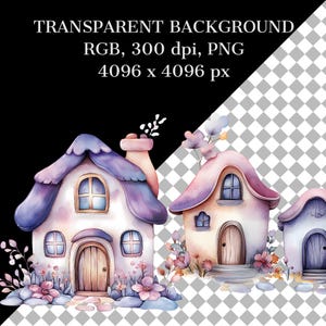 Fairy House Clipart Bundle, Garden Gnome House, Transparent Background ...
