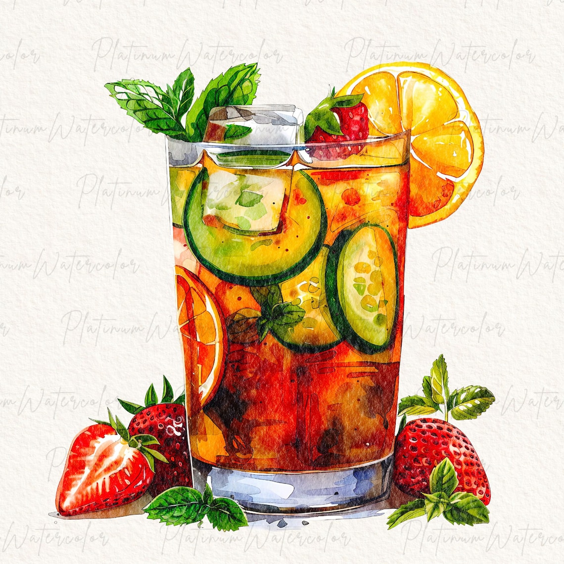 Pimm's Cup Clipart Bundle, Cocktail Menu, Signature Drink Sign, Summer Clipart, Transparent ...