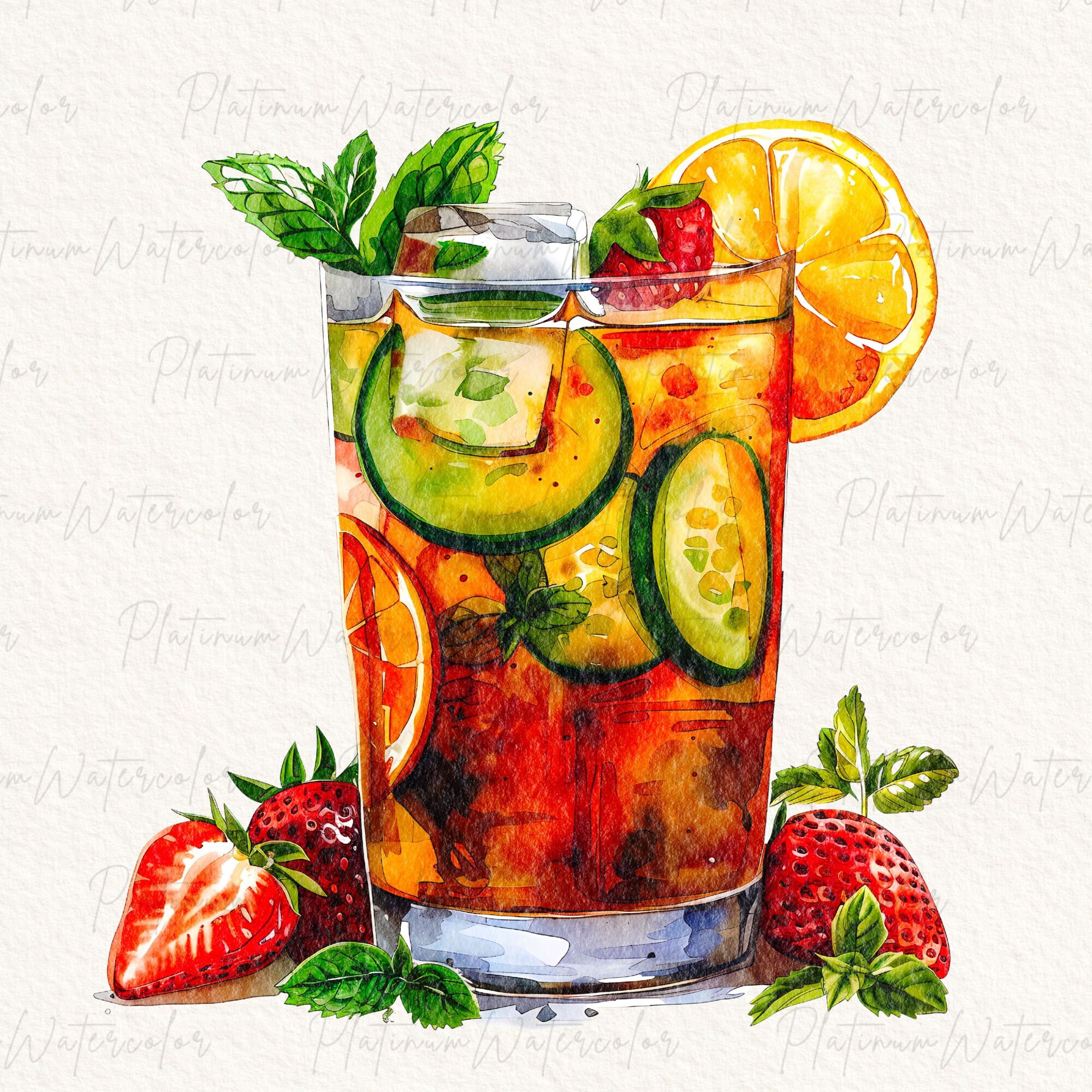 Pimm's Cup Clipart Bundle, Cocktail Menu, Signature Drink Sign, Summer ...