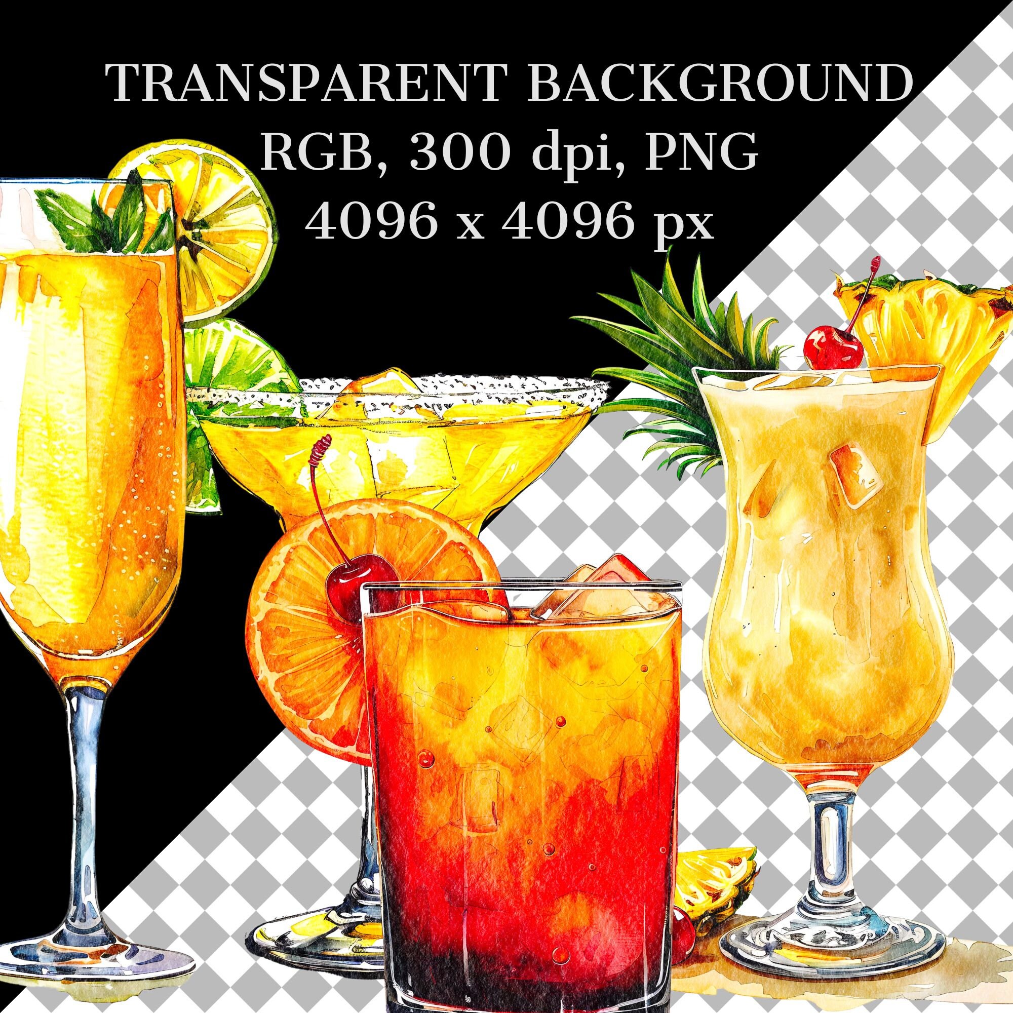 Signature Drink Sign Clipart Bundle, Drink Menu, Transparent Background ...