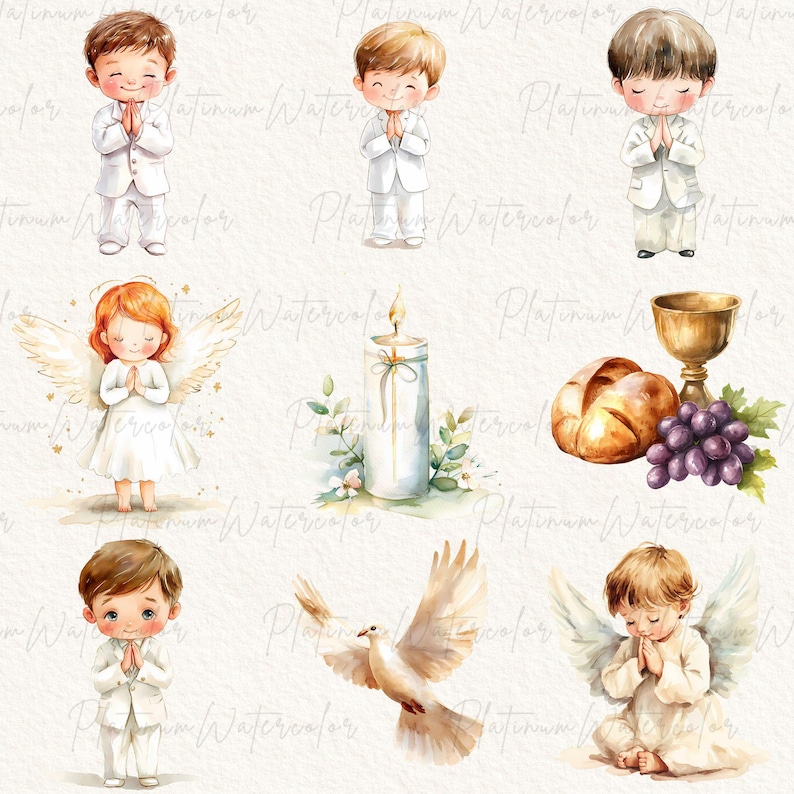 Boy First Communion PNG, Digital Clipart, Watercolor First Communion ...