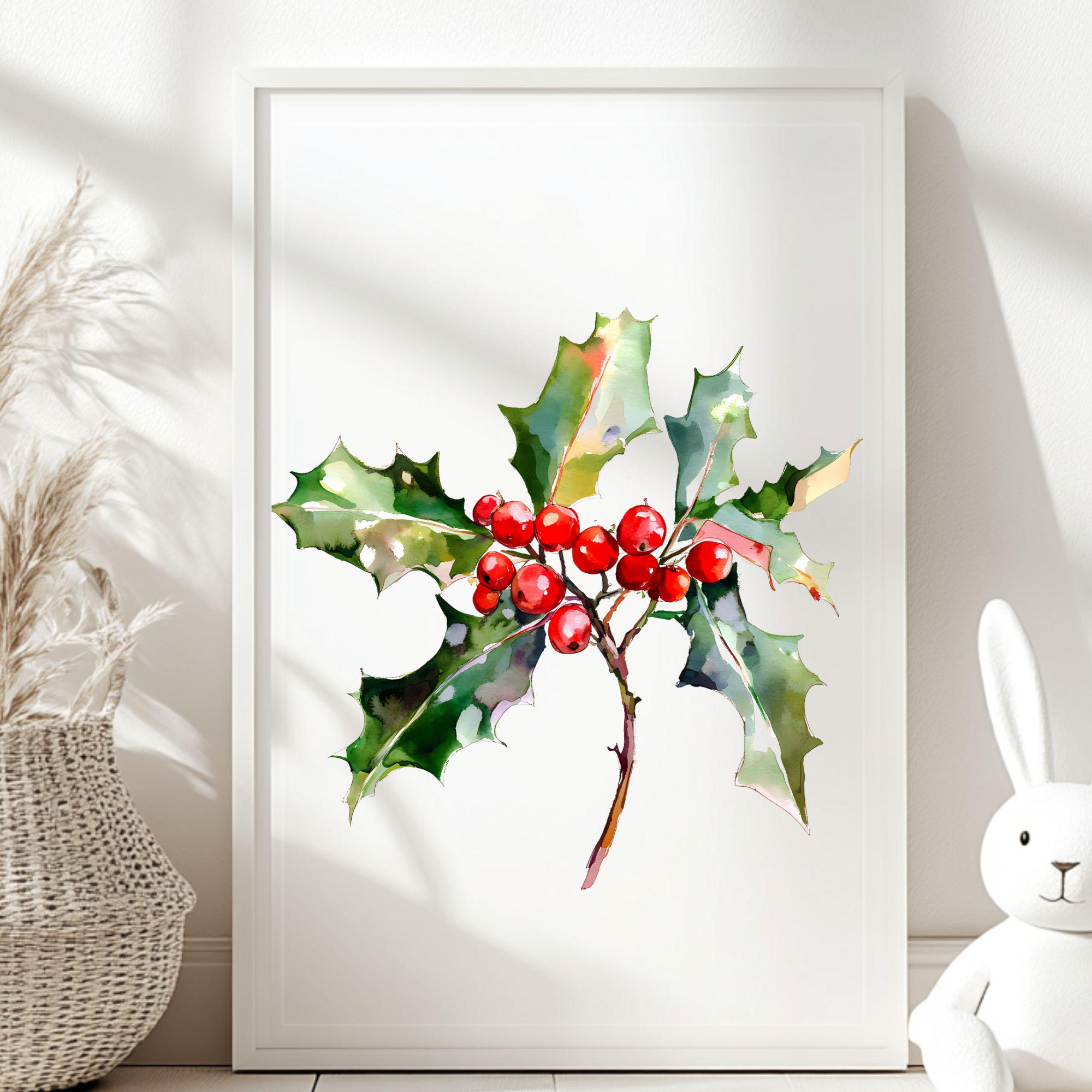 Watercolor Holly Clipart, Birth Month Flower - Instant Download for ...