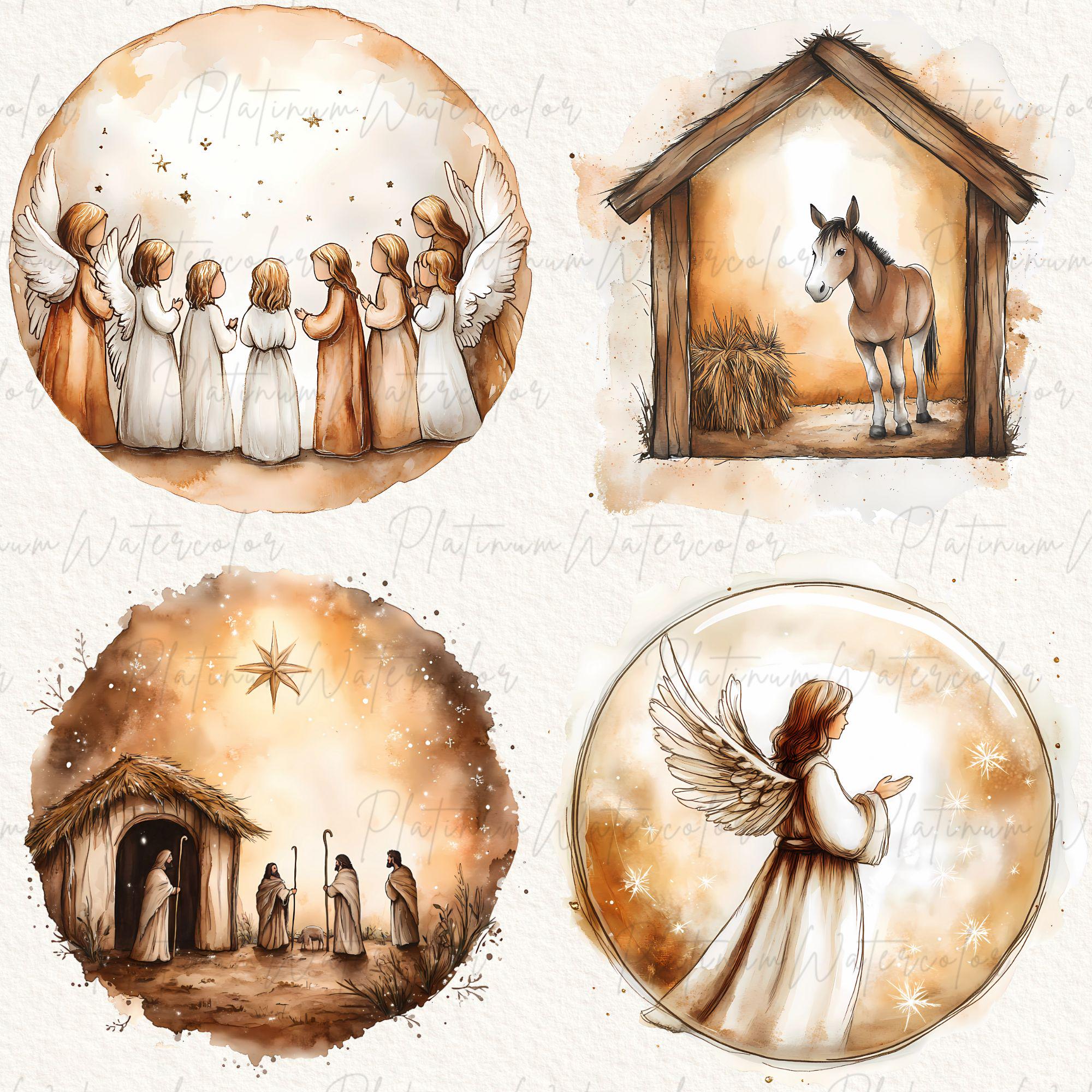 Nativity Set Clipart Bundle, Nativity Scene PNG, Transparent Background ...