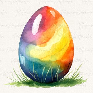 10 Watercolor Easter Egg Clipart Bundle, Easter Egg Png, Rainbow Easter ...