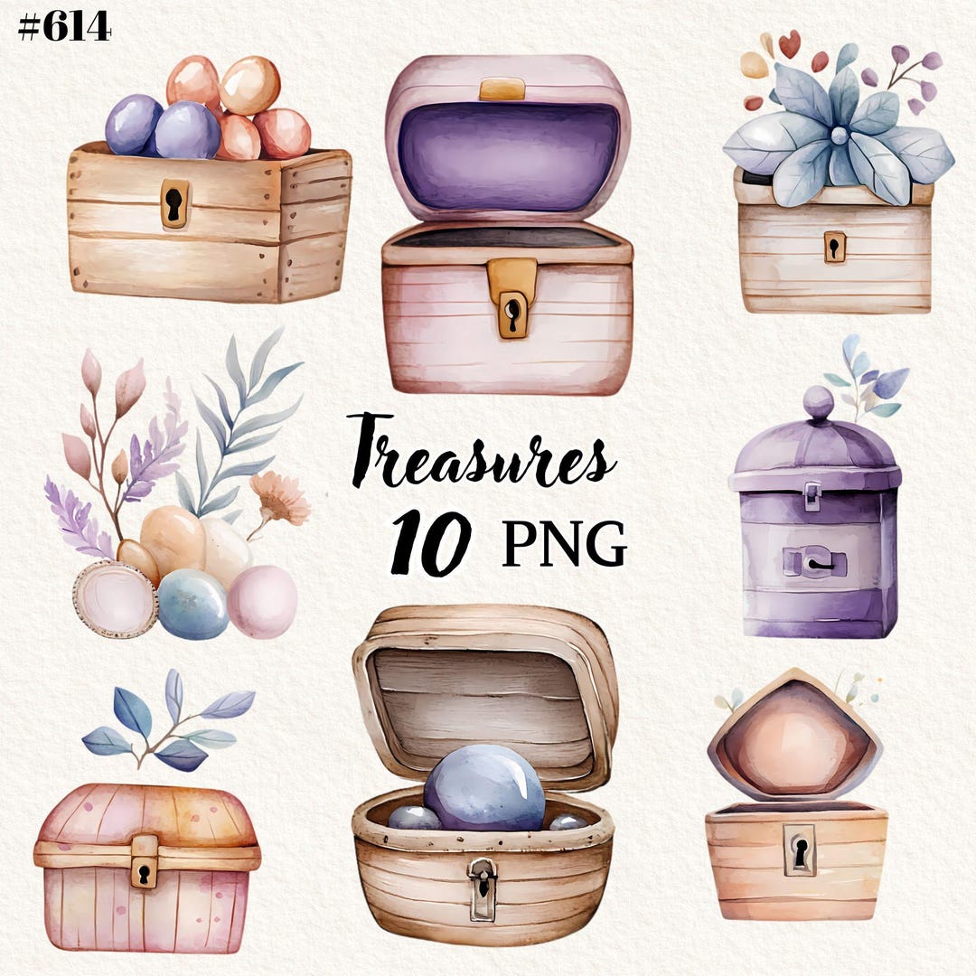 Magic Treasures Watercolor Clipart Bundle Collection - Ideal for ...